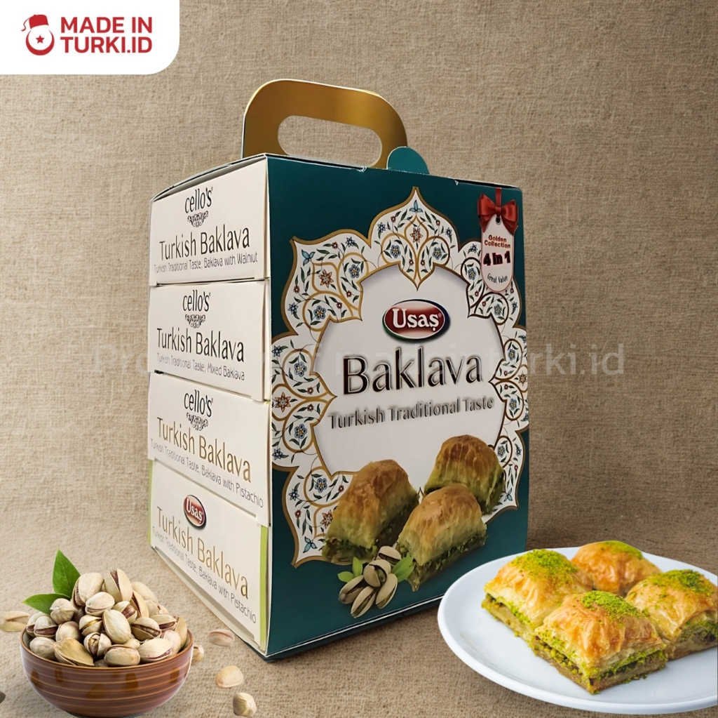 Usas Baklava Turkish Traditional Taste 4in1 500gr - Usas Baklava 4in1 ...